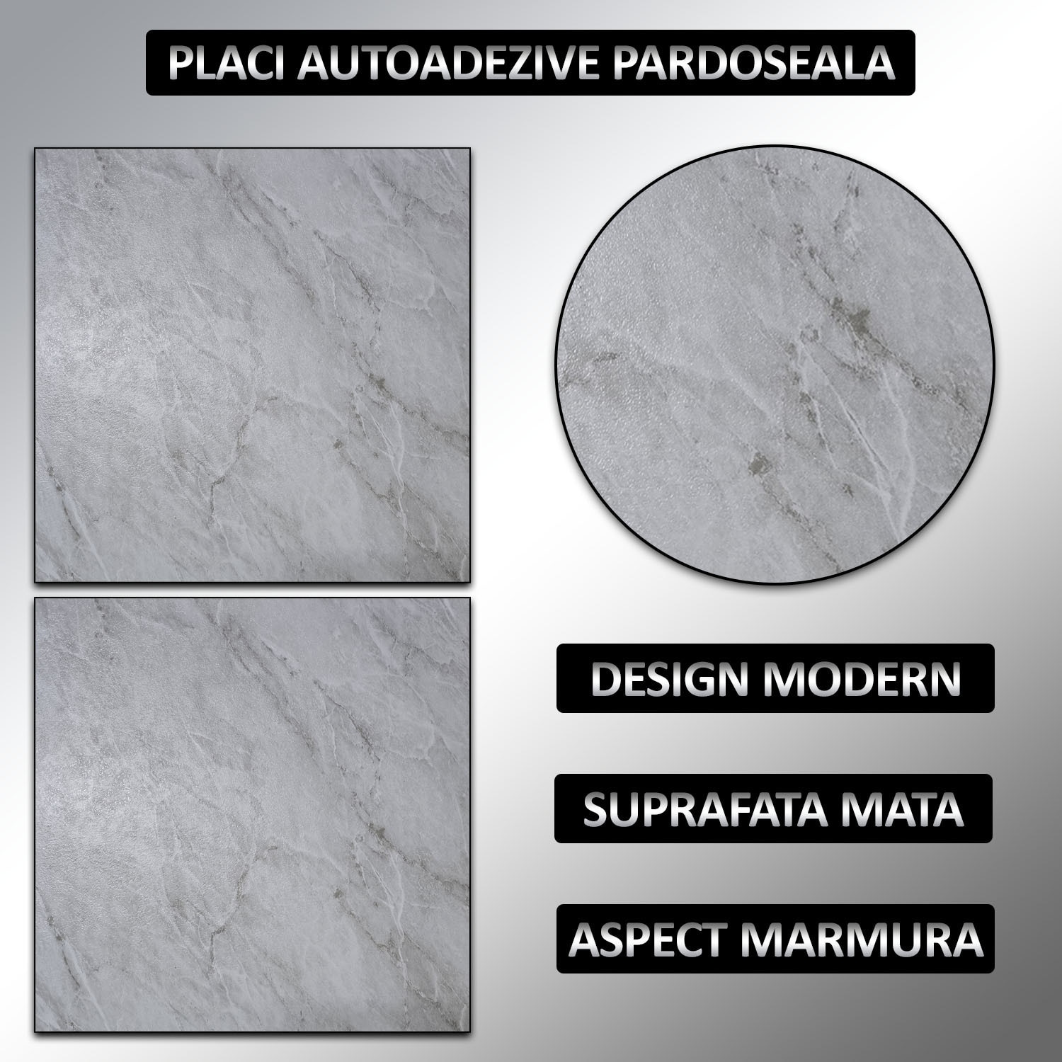 Set 24 x placi din PVC autoadezive pentru podea/perete NEXTLY ...