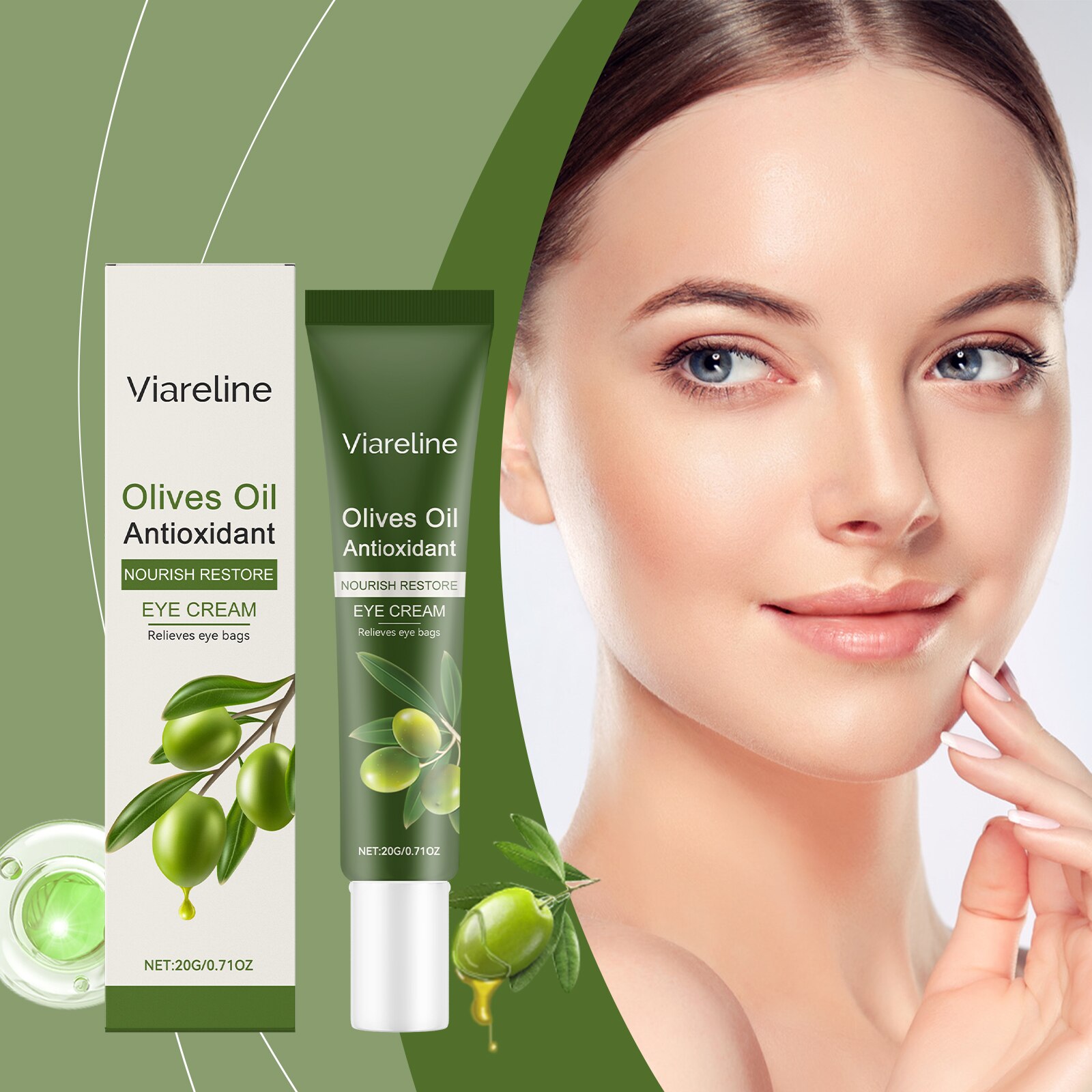 Crema de ochi cu ulei de masline, Viareline, hidratare profunda, 20g ...