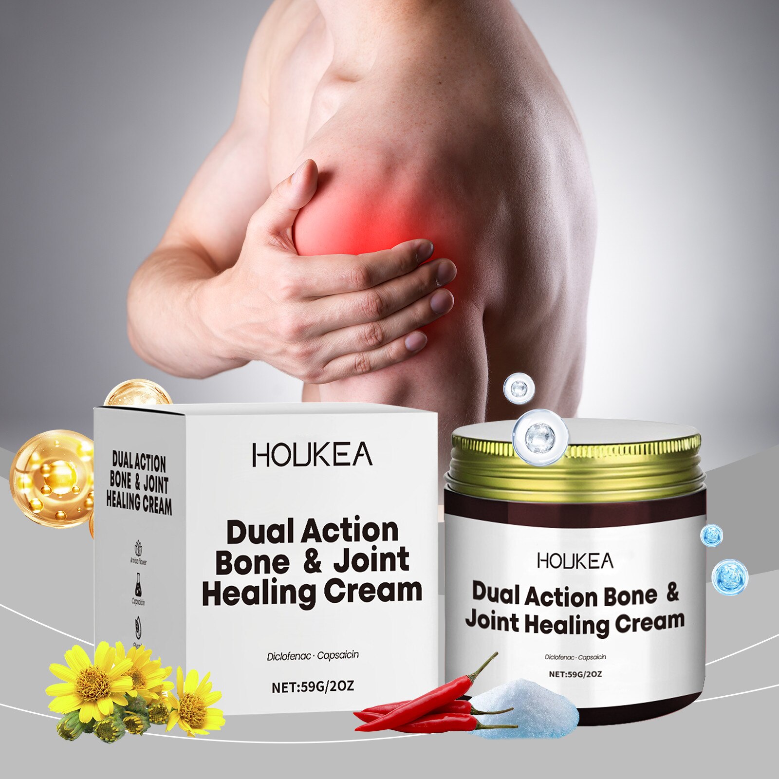 Crema de reparare a articulatiilor Houkea, efect antiinflamator, 100ml ...