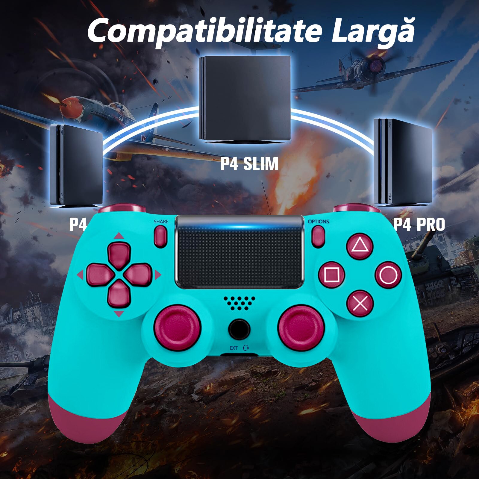 Controler Gamepad Wireless, NAIXUES®, Compatibil PS4/PRO/Slim, joystick ...