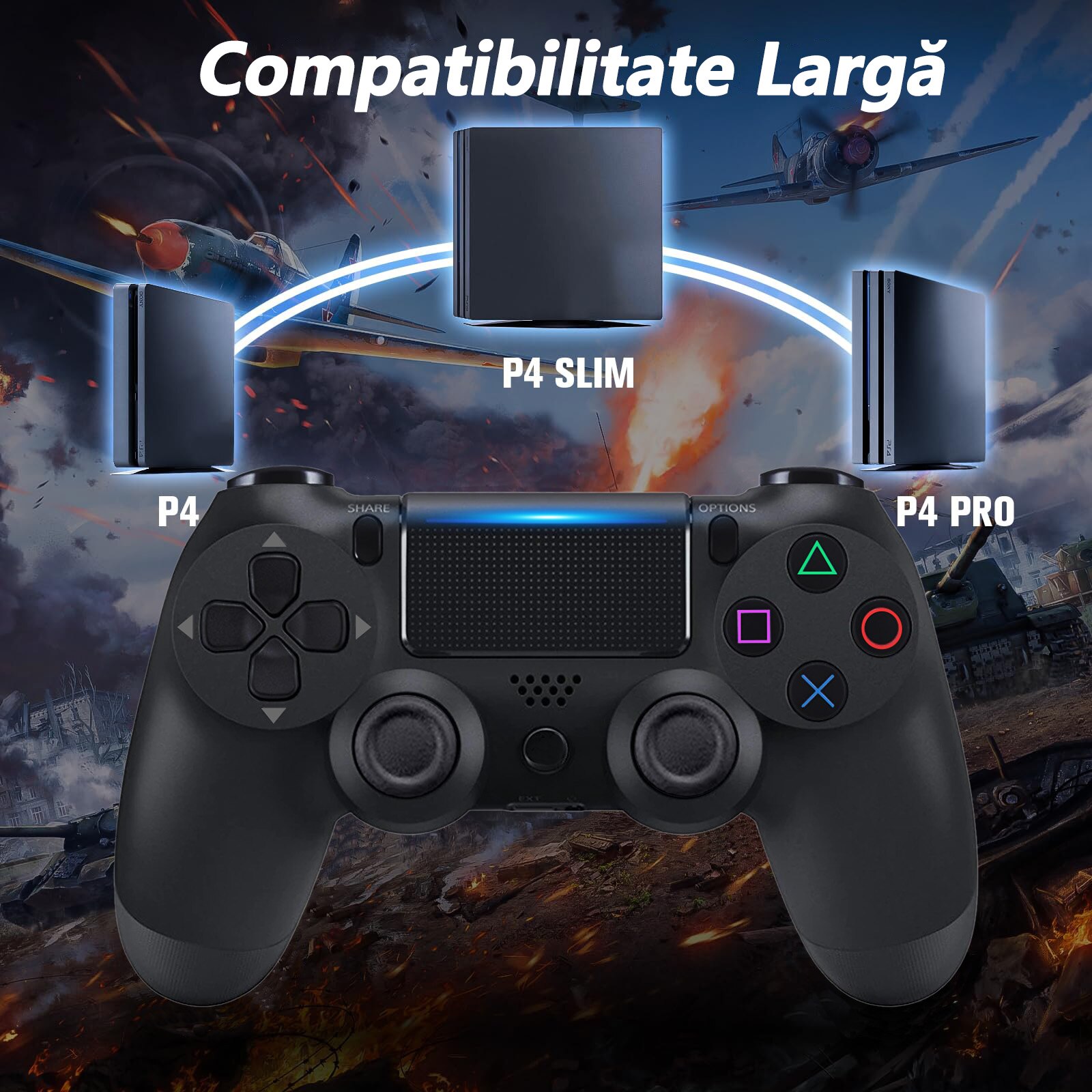 Controler Gamepad Wireless, NAIXUES®, Compatibil PS4/PRO/Slim, joystick ...