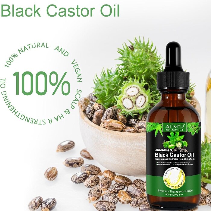 Ulei de Ricin Negru Jamaican 100% Organic - 60ml Presare la Rece pentru ...