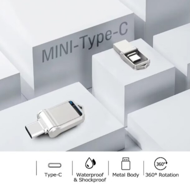 Stick Memorie USB Dicollas®, 2TB/2000GB, USB Type C, Metalic - eMAG.ro