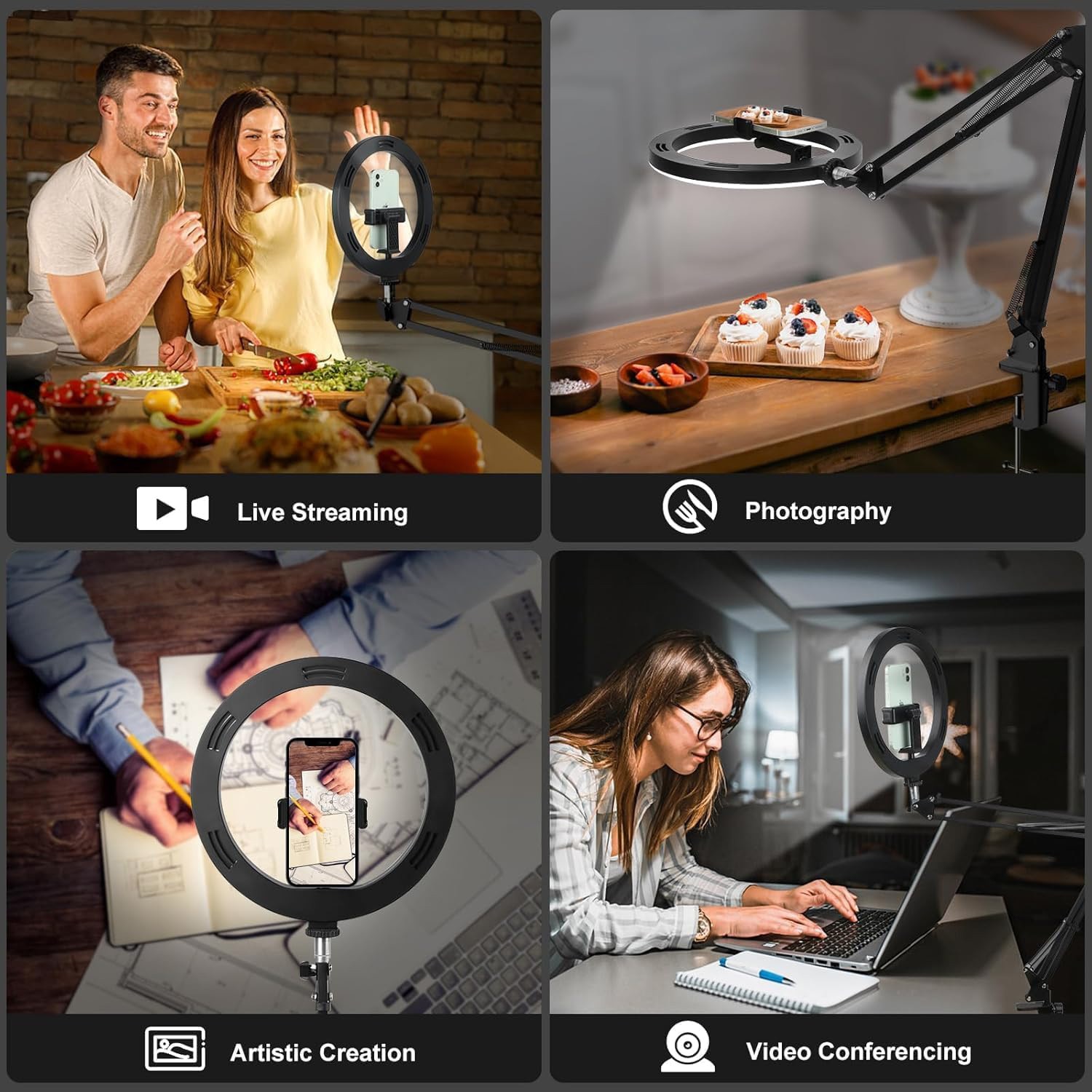 Lampa Circulara Profesionala, 25cm Ring Light, BYONDSELF®, Clema de ...