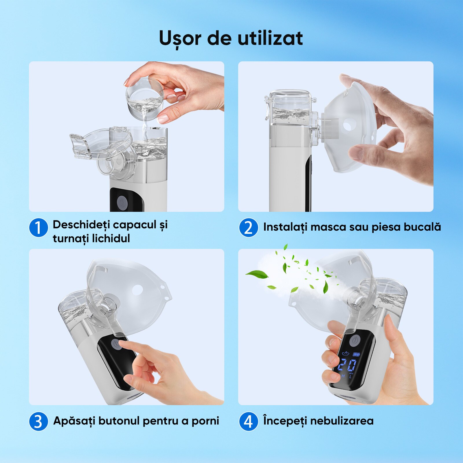 Aparat aerosoli portabil, Aerosol copii ultrasonic, Inhalator silentios ...