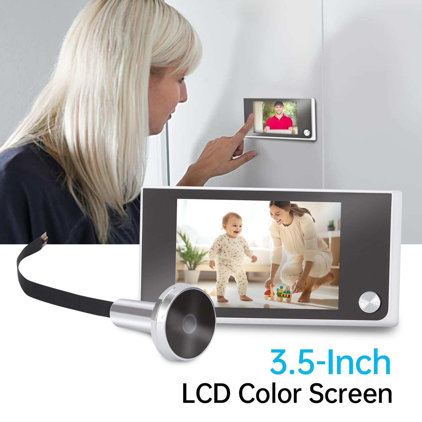 EXCITAT® Monitor LCD wireless 3.5 inch – Vizor inteligent cu camera 120 ...