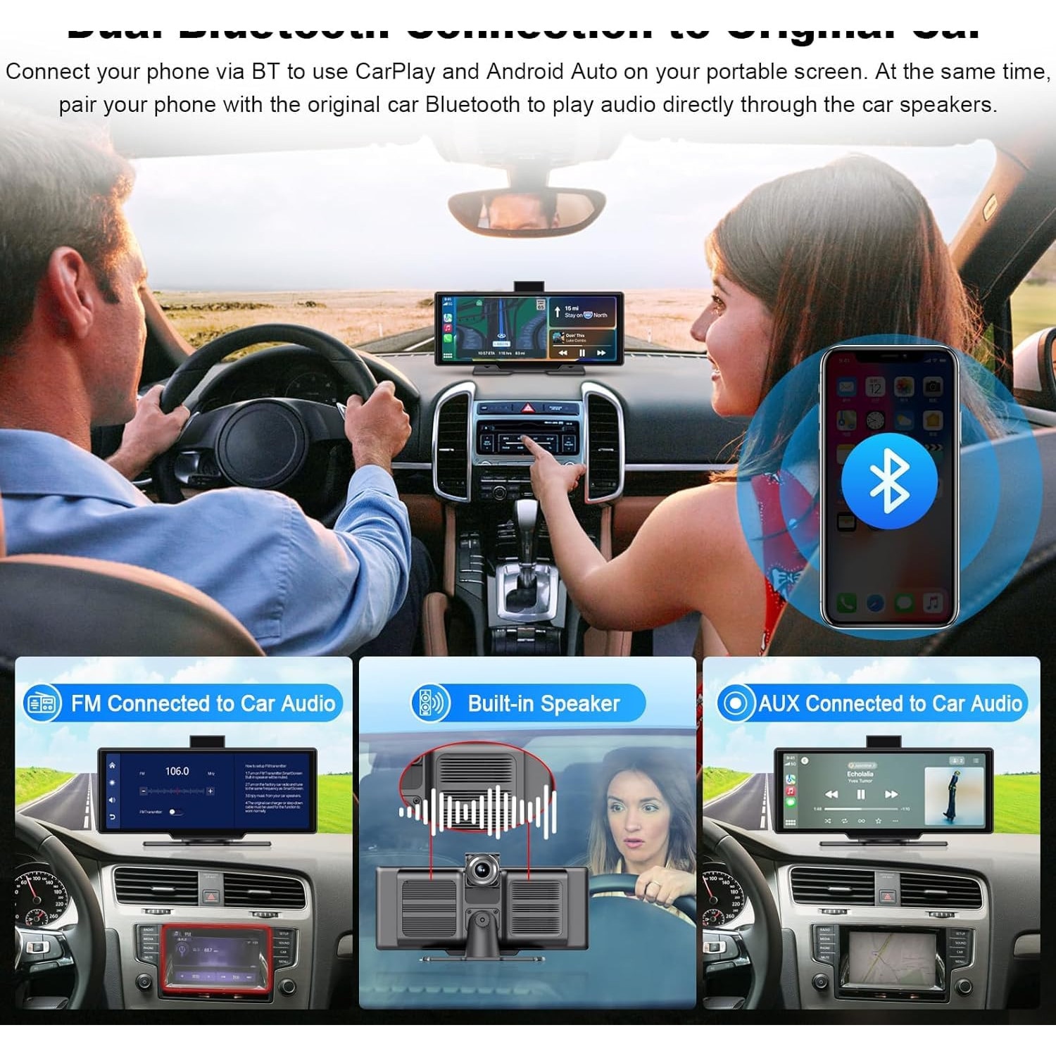 EXCITAT® Navigatie Auto Universala 10.26" IPS HD 4K/1080P Wireless ...