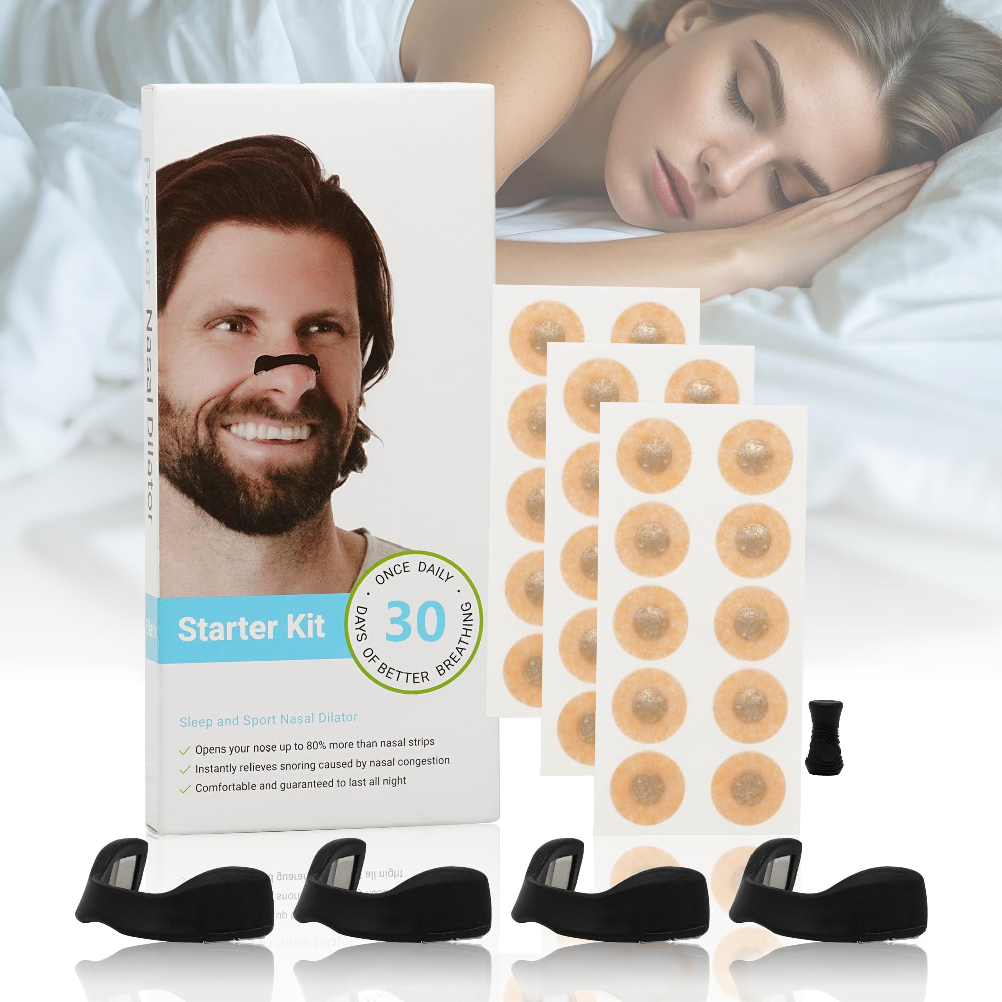 EXCITAT® Set 60 Plasturi Nazali Magnetici, Benzi Antisforait si Cleme ...