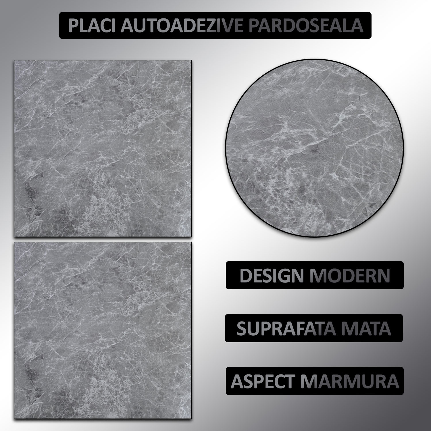 Set 24 x placi din PVC autoadezive pentru podea/perete NEXTLY ...