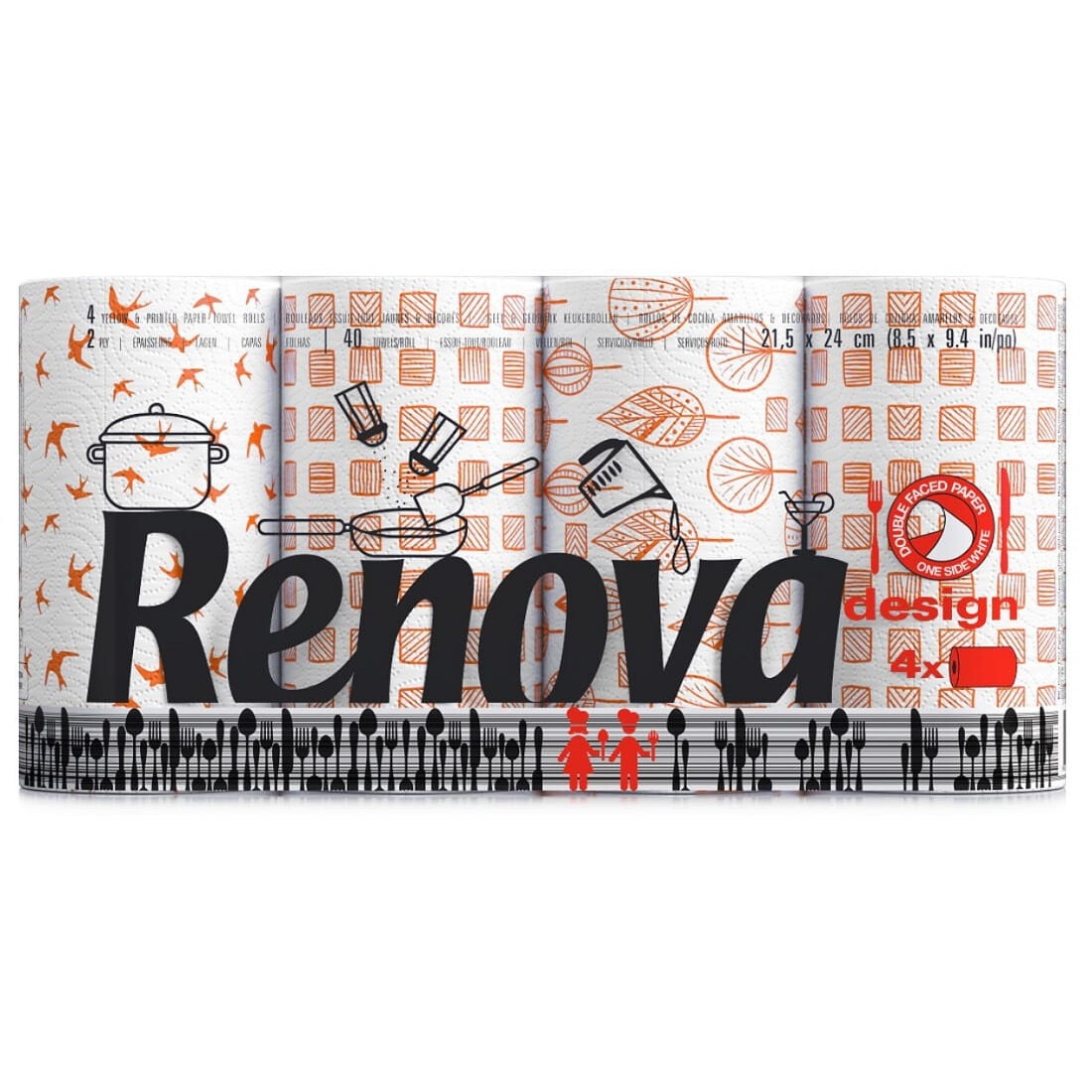 Prosoape de hartie Renova Color Design, set 4 role, 2-strat, alb, 21 ...