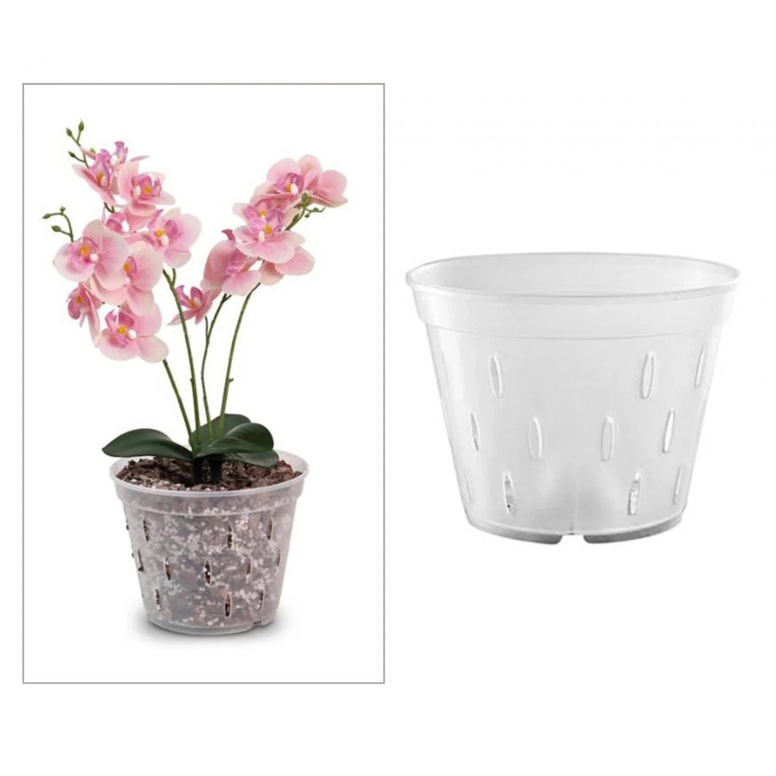 Ghiveci transparent pentru orhidee cu gauri de drenaj - eMAG.ro