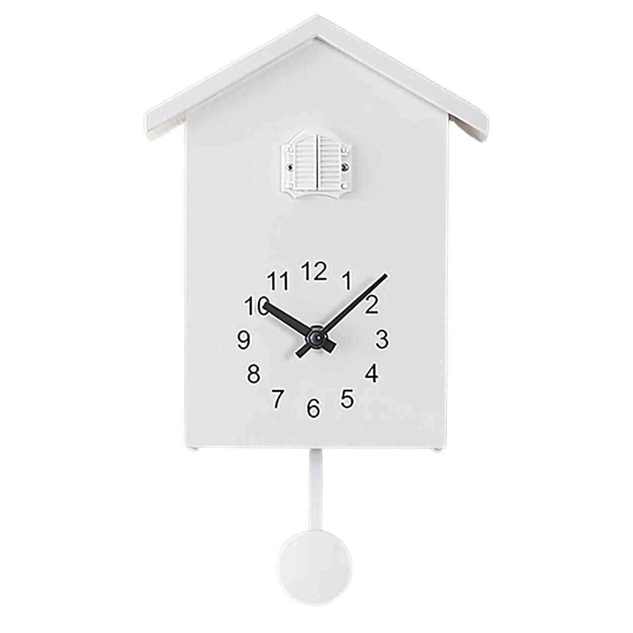 Ceas de perete cu cuc, design minimalist, alb, 27x25.5x12cm - eMAG.ro