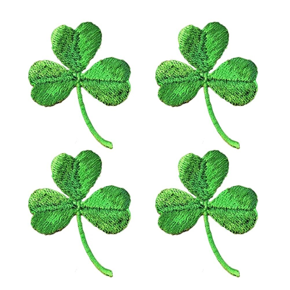 Set 4 petice brodate trifoi cu patru foi, verde, 5x4x0.1cm - eMAG.ro