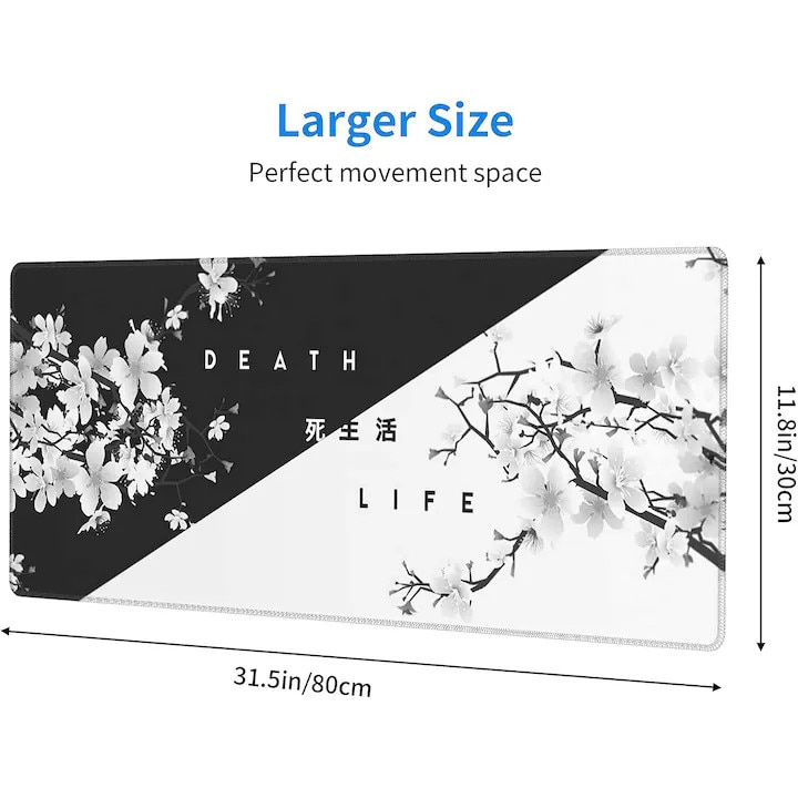 Mouse Pad Gaming Cherry Blossom, Dussdote, Anti-alunecare, Rezistent la ...