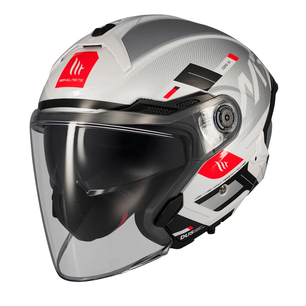 MT Cosmo nyitott motoros bukósisak integrált szemüveggel, fényes szürke ...