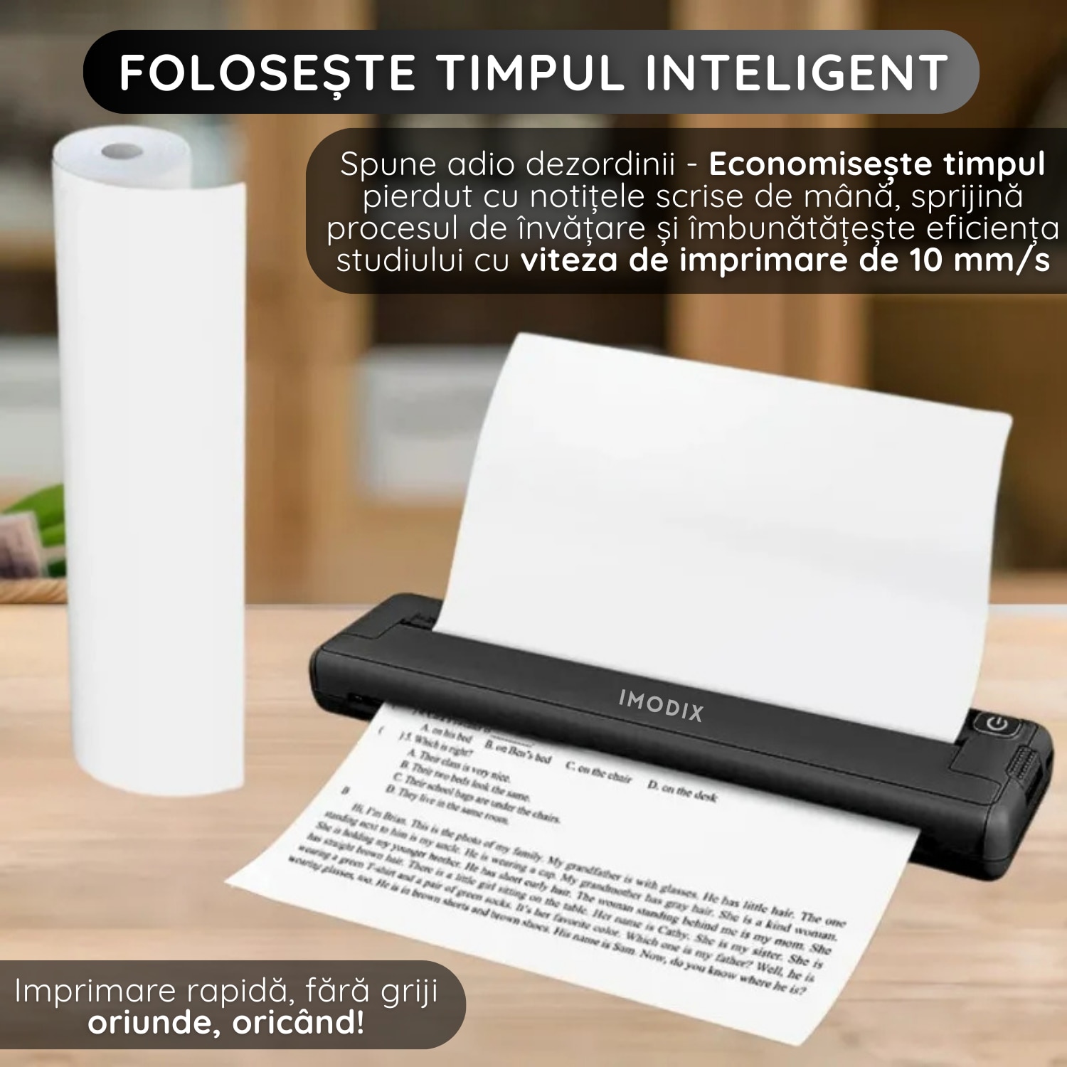 Imprimanta Termica Portabila A4, IMODIX®, Compacta, Bluetooth, USB ...