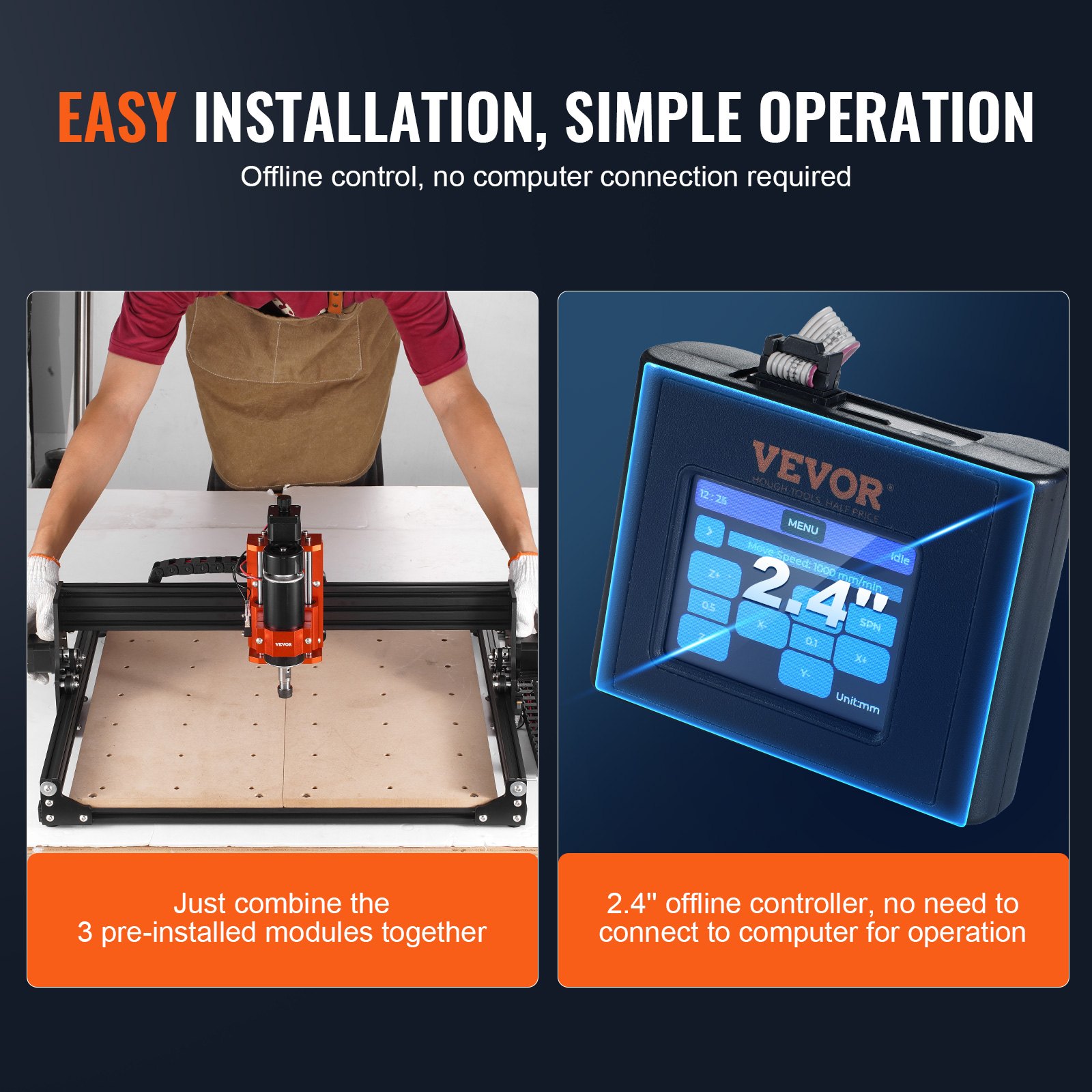 Freza router CNC 3 axe 400x400/ 300W/ GRBL - eMAG.ro