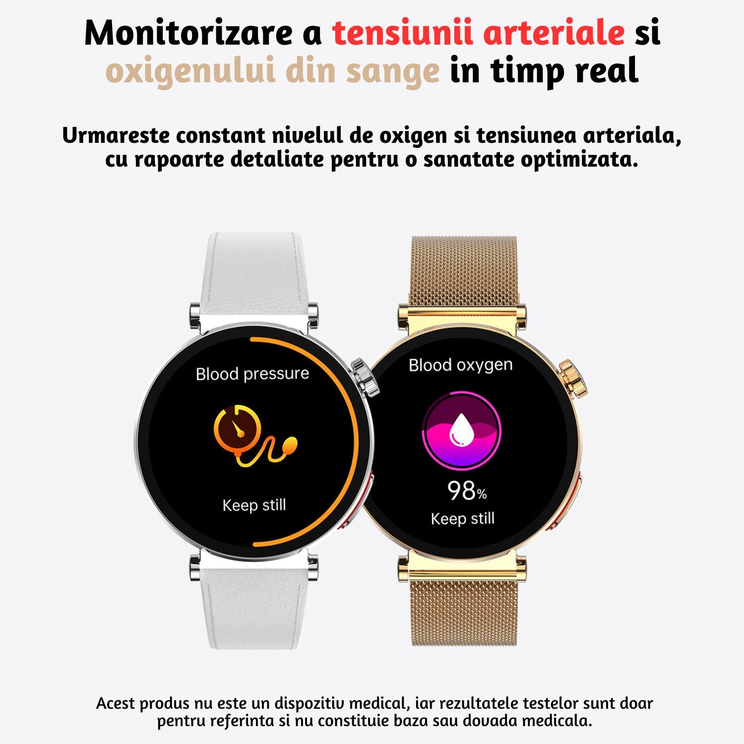 Ceas Smartwatch femei Lommad®, ECG, Acid Uric, Monitorizare Glicemie ...