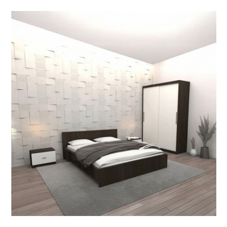 Set dormitor wenge, vento, pat 160x200, dulap 150x200x61, 2 noptiere ...