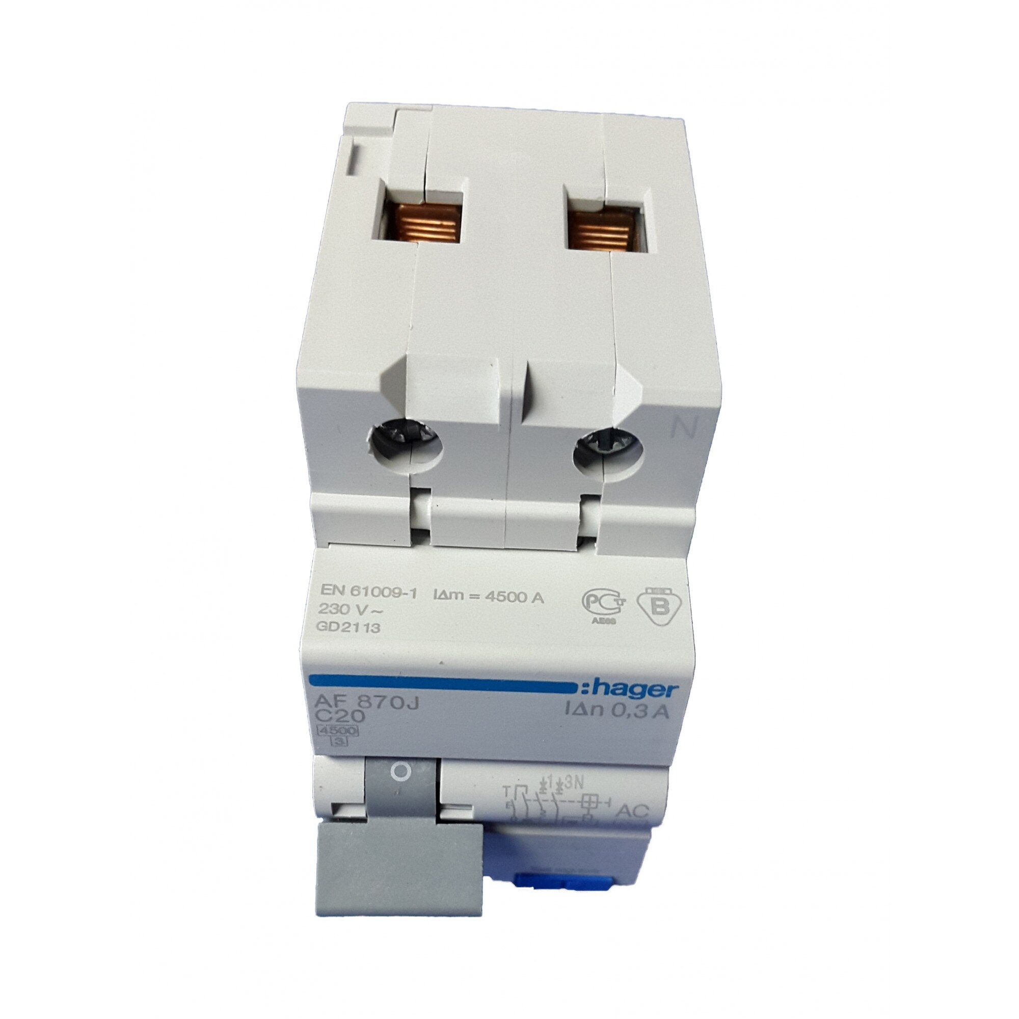 Disjunctor diferential 20A, 300mA, 1P+N Hager AF870J - eMAG.ro