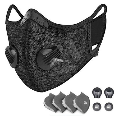 Masca antipraf cu filtru carbon, reglabila, negru, set 8 filtre - eMAG.ro