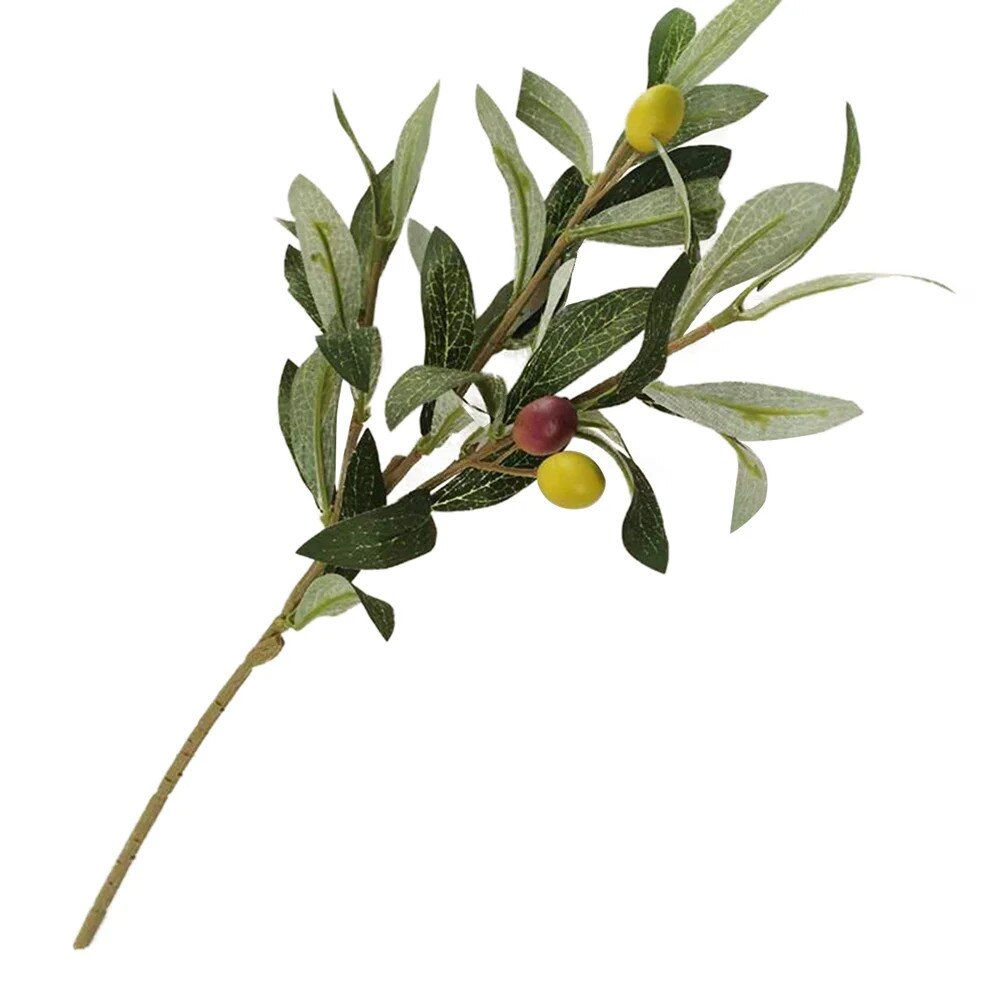 Ramuri artificiale de măslin, frunze verzi, fructe, 14 inch - eMAG.ro