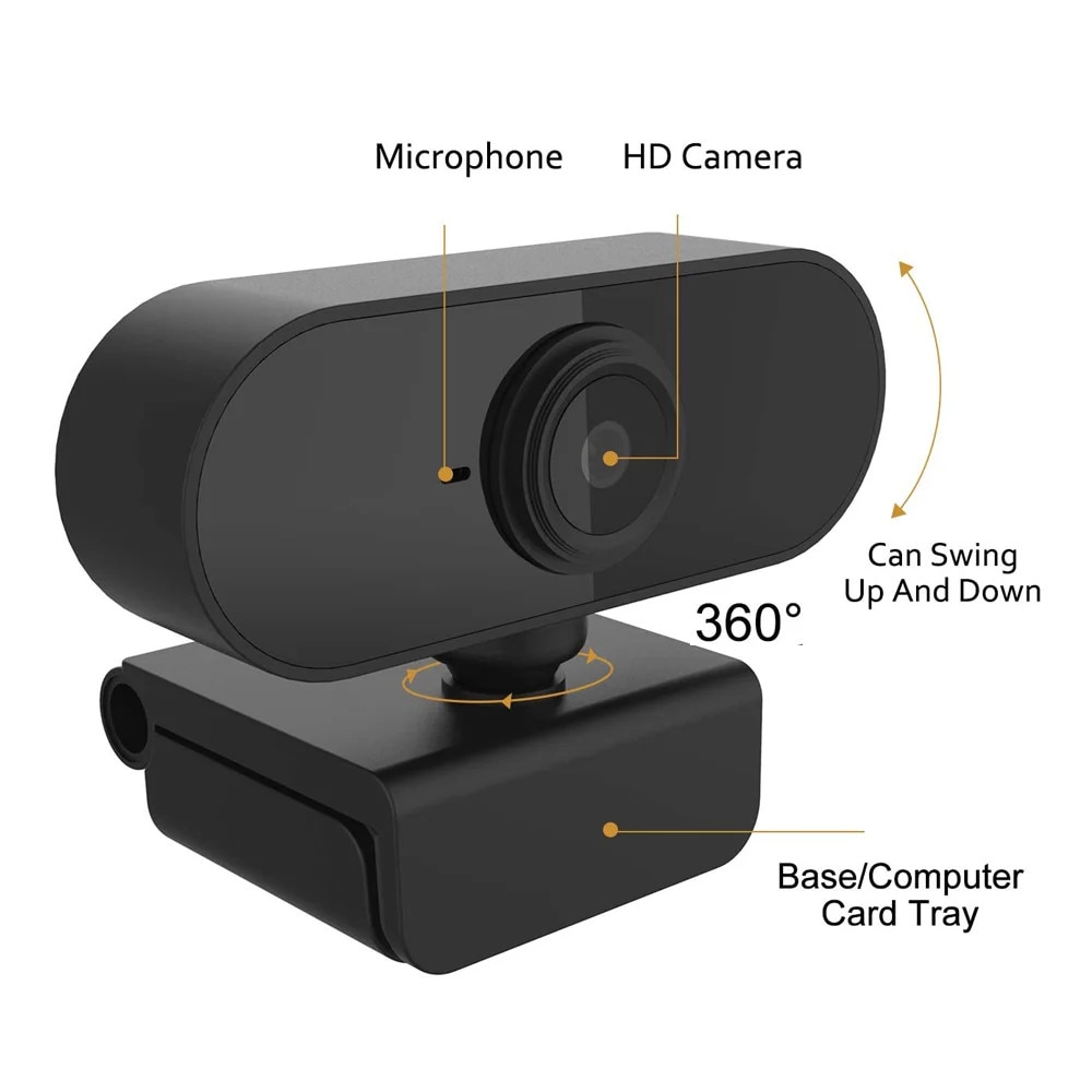 1080P webkamera, beépített mikrofonnal, 90°-os széles látószöggel, plug ...
