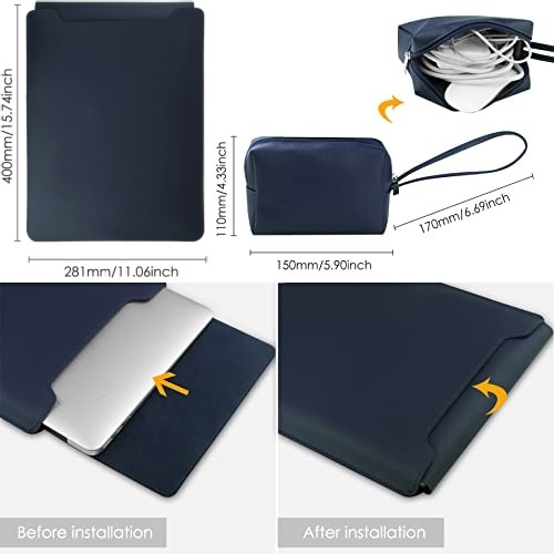 Husa Laptop 15-16 inch, 4 in 1 cu foldable stand, compatibila cu ...