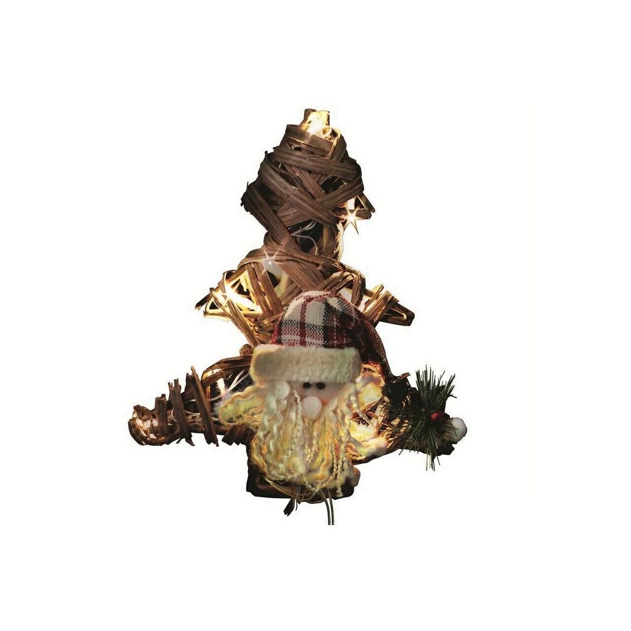 Decor fereastra ratan, cu 10 Led-uri, forma brad, Home KIL 130/R ...