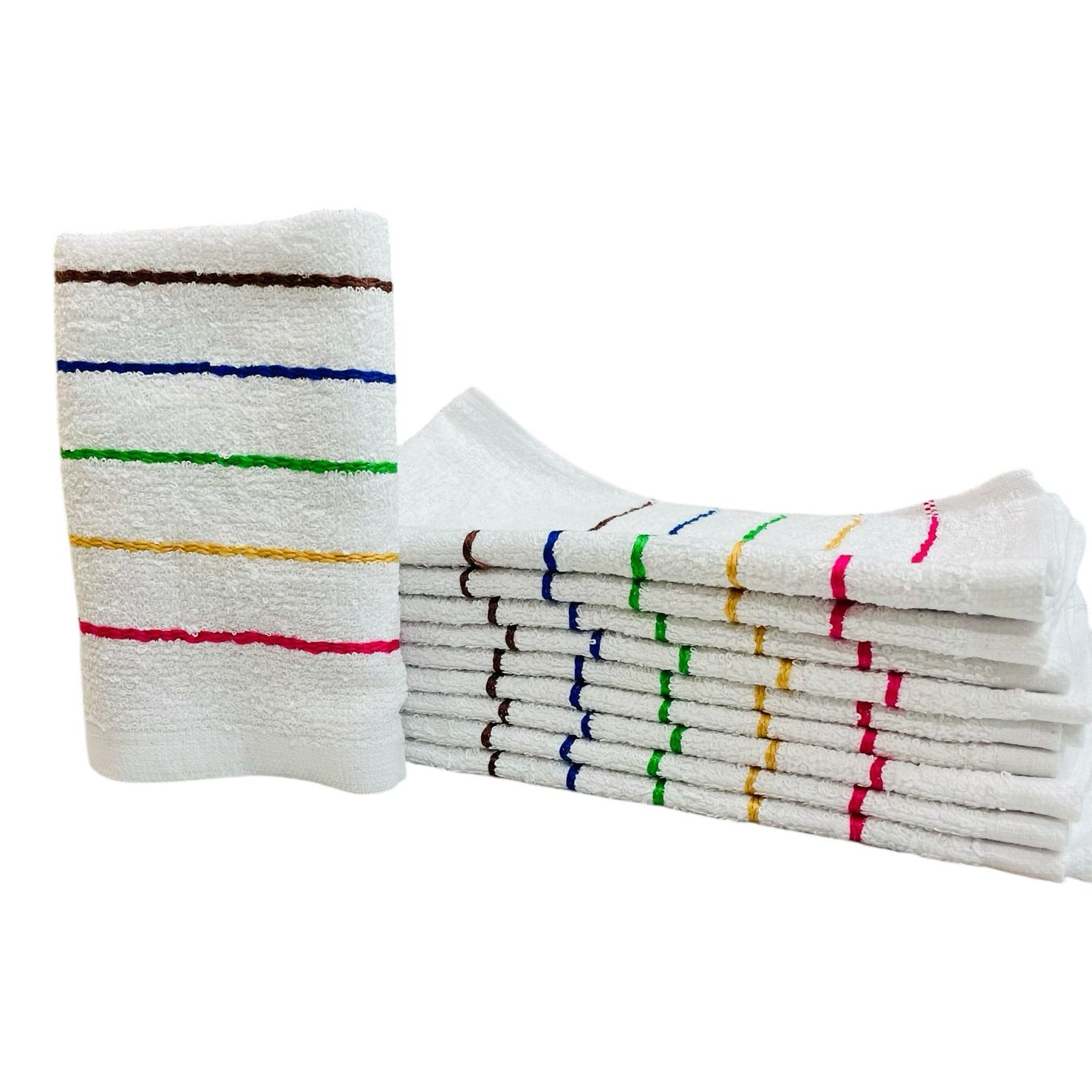 Set 10 Prosoape de maini / bucatarie, din Bumbac 25 x 50 cm, Alb cu ...