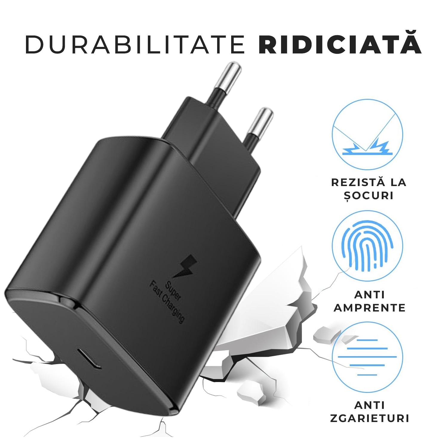 Incarcator Turbo Fast Charge 45W, Type-C, Compatibil Telefon ...