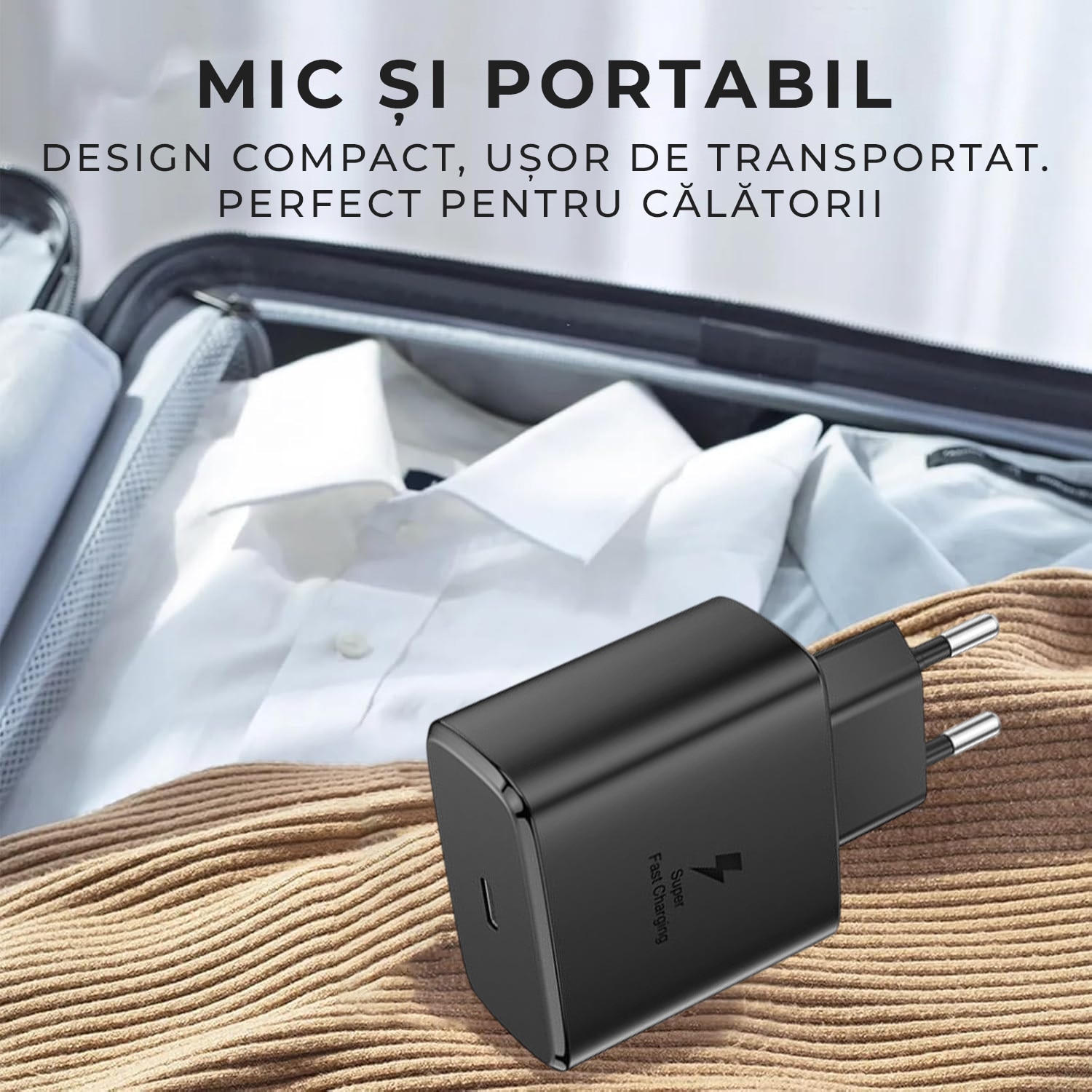 Incarcator Turbo Fast Charge 45W, Type-C, Compatibil Telefon ...