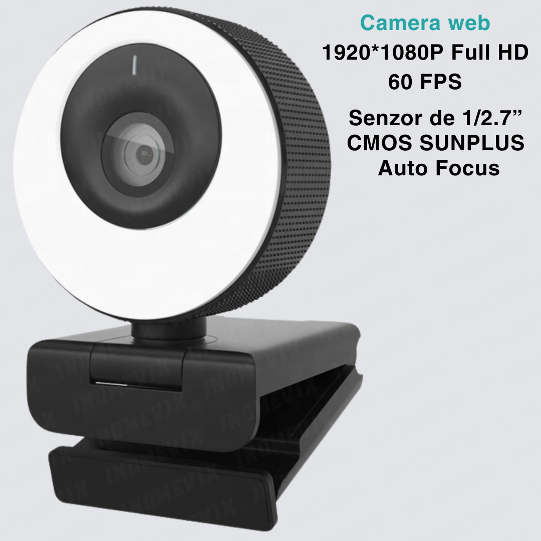 Camera Web INOMEVIX®, 1080P Full HD, Webcam 60fps, Microfon, Dual ...