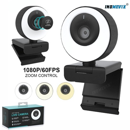Camera Web INOMEVIX®, 1080P Full HD, Webcam 60fps, Microfon, Dual ...