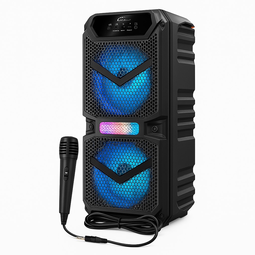 Boxa Bluetooth Blasko Cu Acumulator, difuzoare mari de 8 inch, + BONUS ...