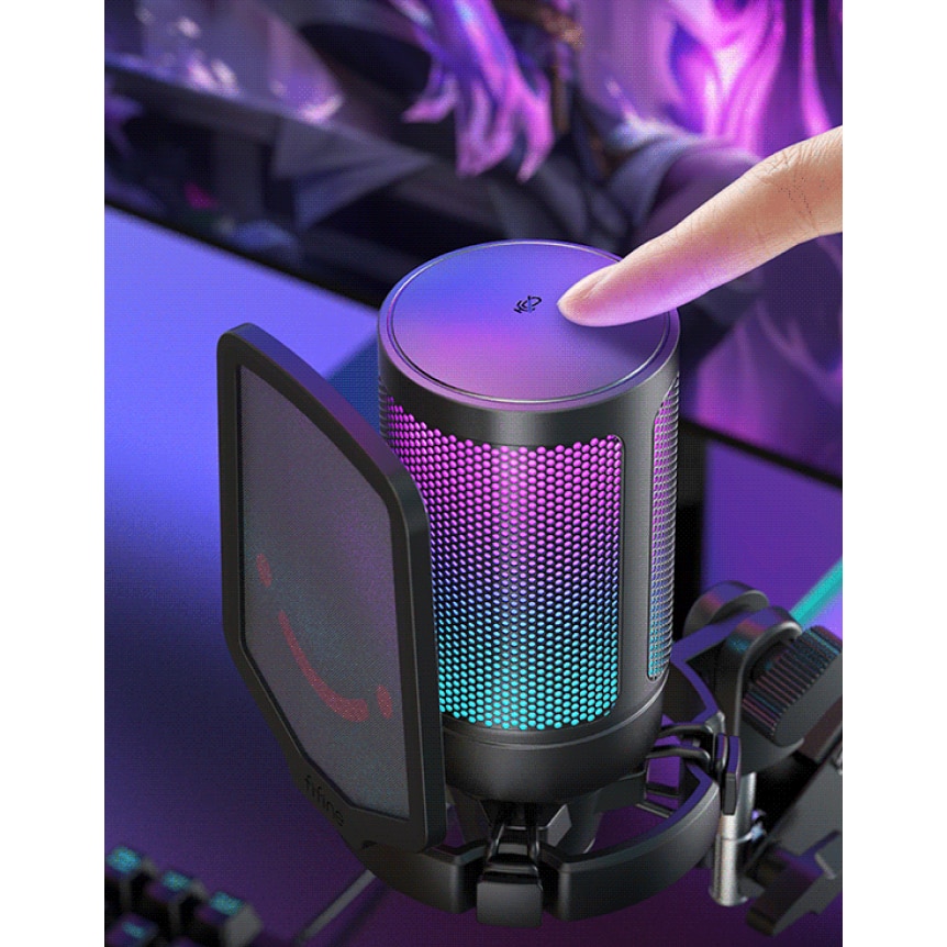Microfon de studio cu condensator Fifine A6T AMPLIGAME USB RGB pentru ...