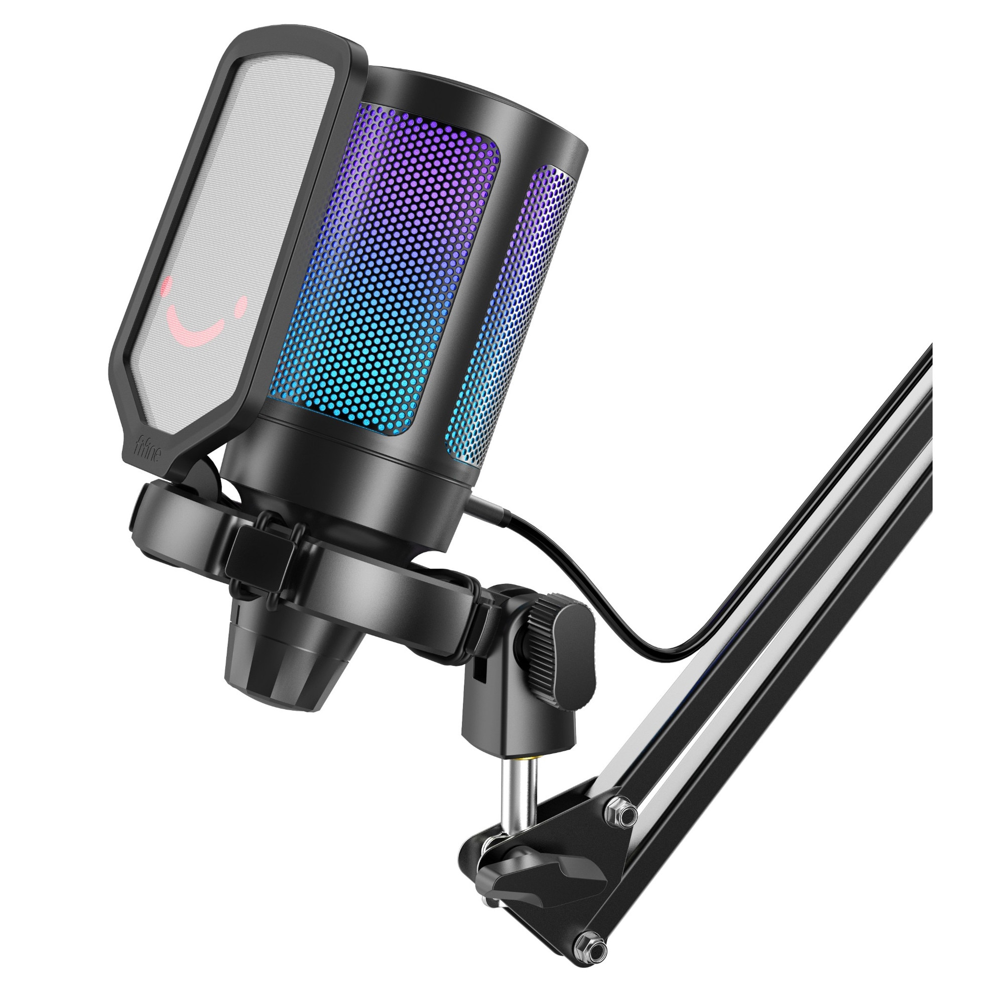 Microfon de studio cu condensator Fifine A6T AMPLIGAME USB RGB pentru ...