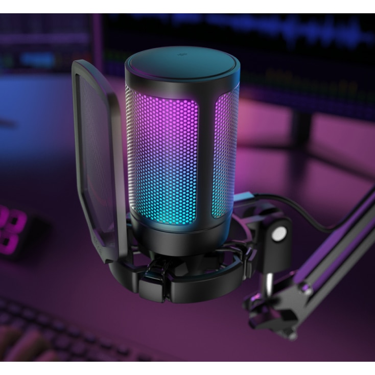 Microfon de studio cu condensator Fifine A6T AMPLIGAME USB RGB pentru ...