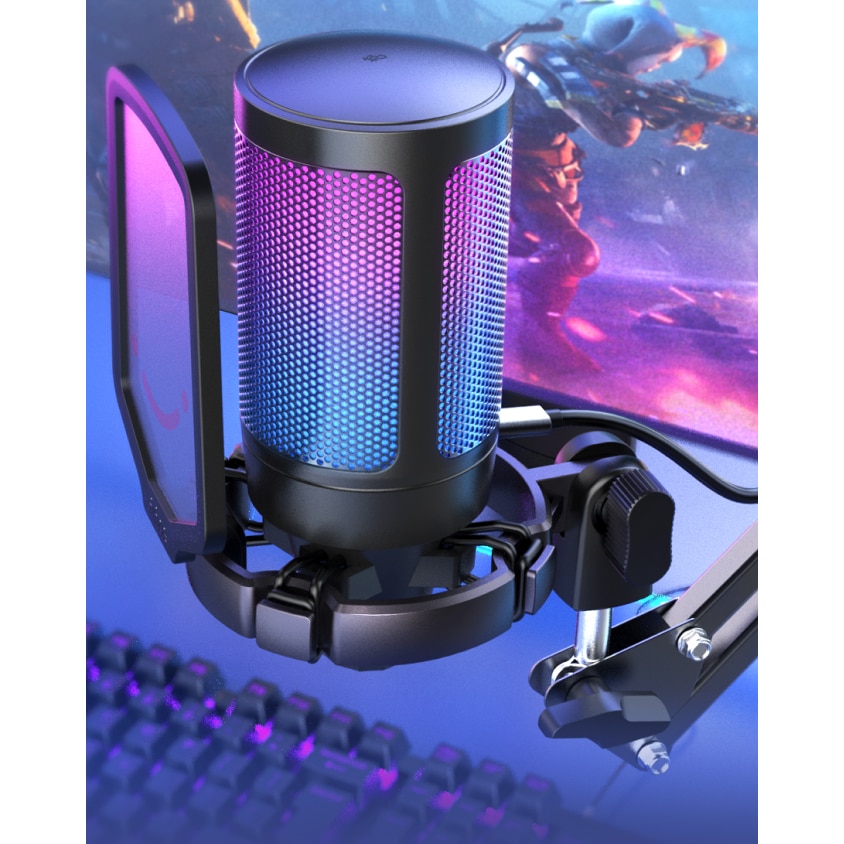 Microfon de studio cu condensator Fifine A6T AMPLIGAME USB RGB pentru ...