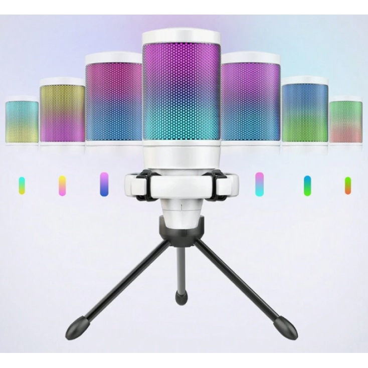 Microfon de studio cu condensator Fifine A6VW AMPLIGAME USB RGB Plug ...
