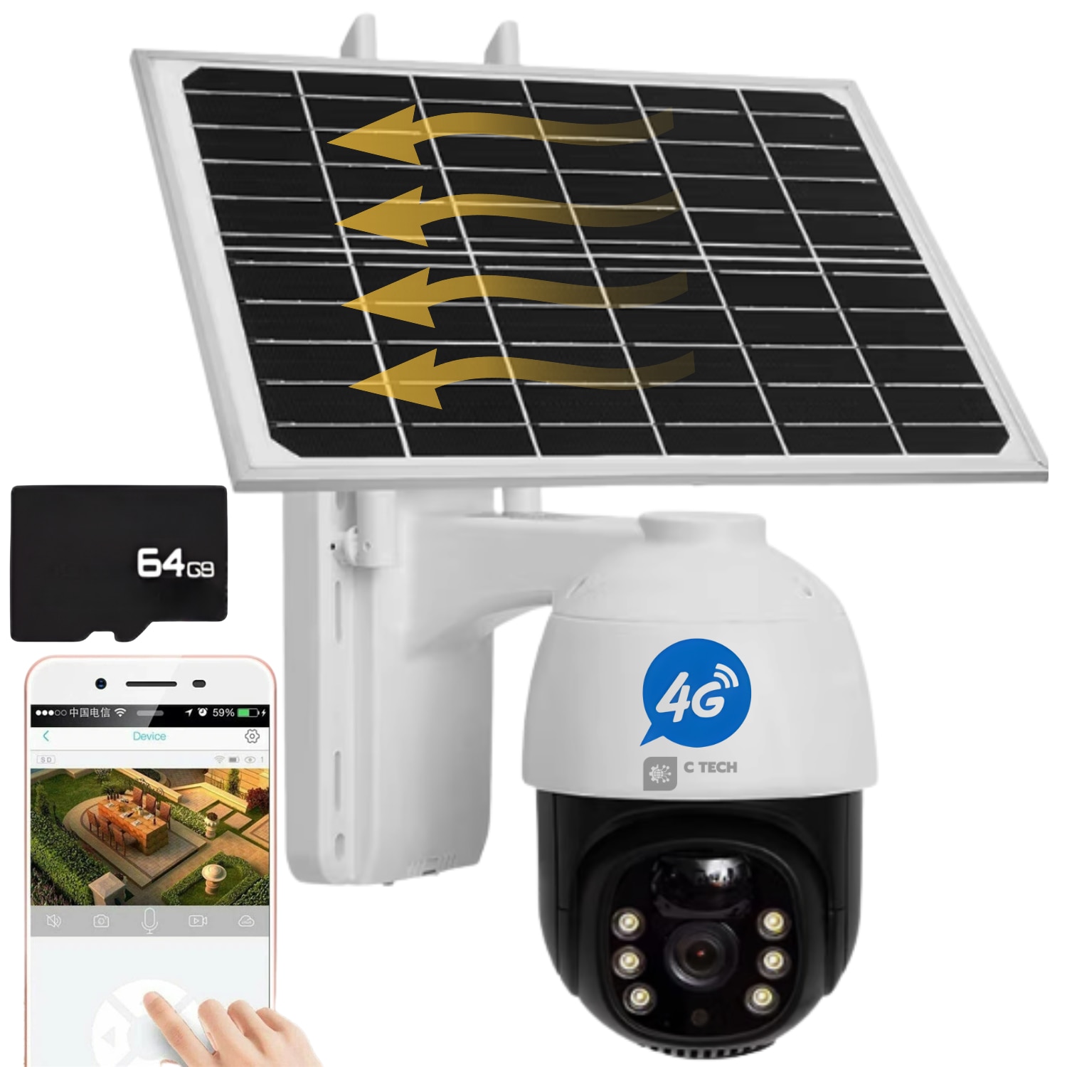 Camera Supraveghere C Tech® video cu SIM, conexiune 4G, 3MP 2048 x 1536 ...