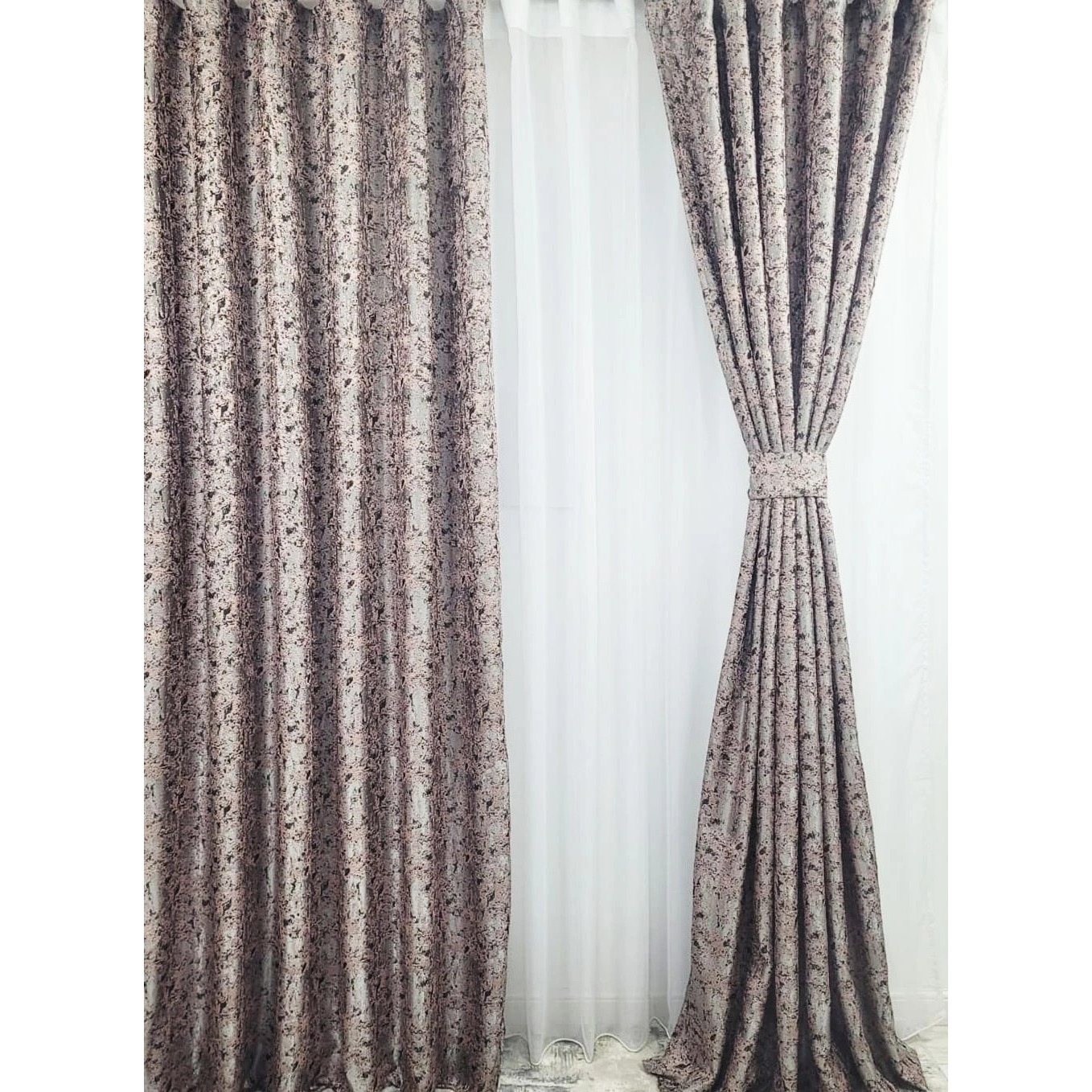 Set 2 Draperii stil Modern cu insertii Roz, magazincovoare, L 1.5 m si ...