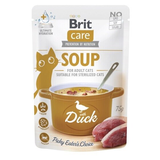 Pachet Brit Care Supa cu rata 75g pentru pisici, fara gluten, fara ...