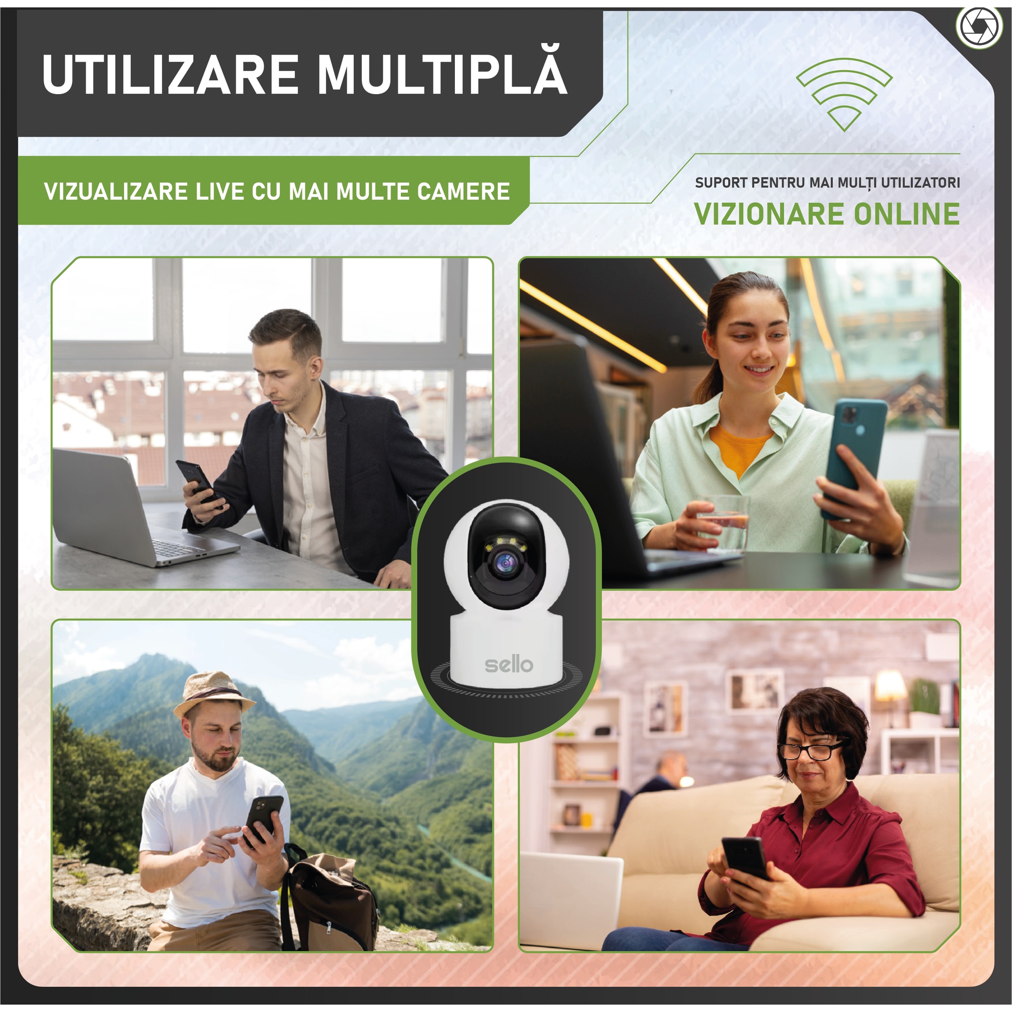 Camera de Supraveghere Wi-Fi Sello® 5MP Full HD, Rotativa pentru ...