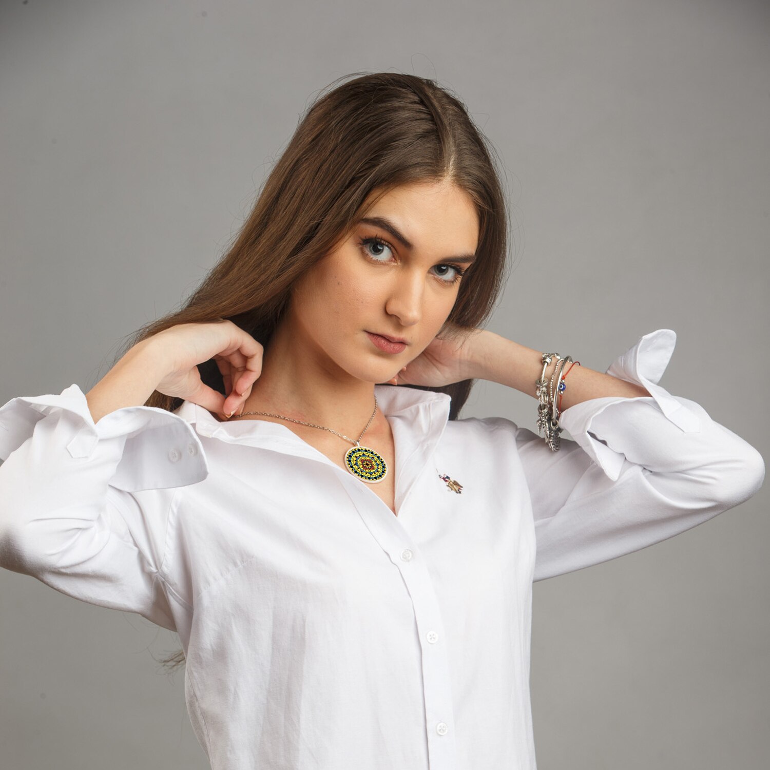 Керамична висулка GANELLI Ориенталски мотиви - индийски мандали (сини ...