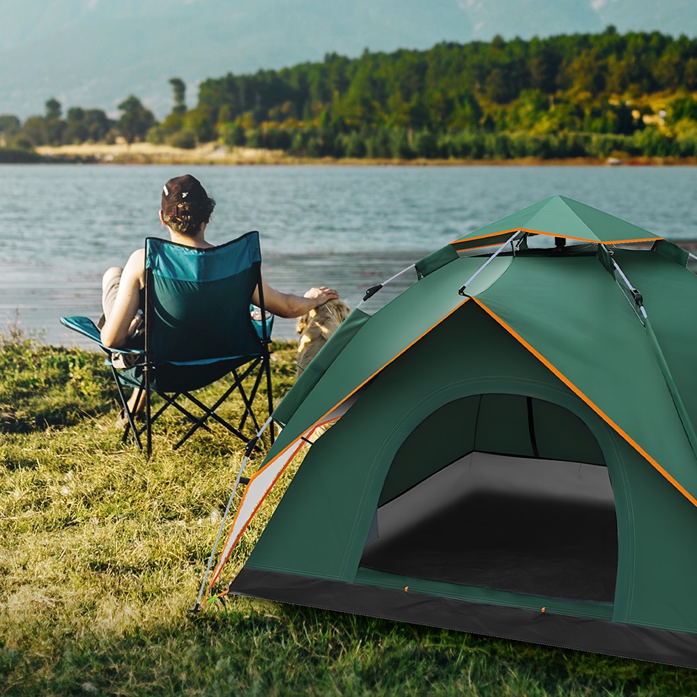 Cort Camping Buyya, Automatic Pop-Up, 3-4 Persoane, Impermeabil, Verde ...