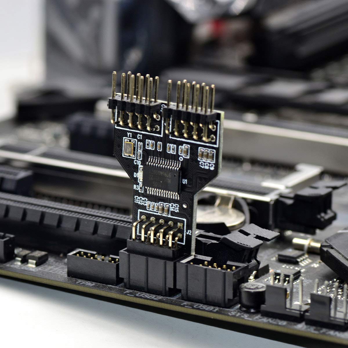 Antet panou frontal Adaptor, 9pin USB Header Male 1 pana la 2 Mama ...