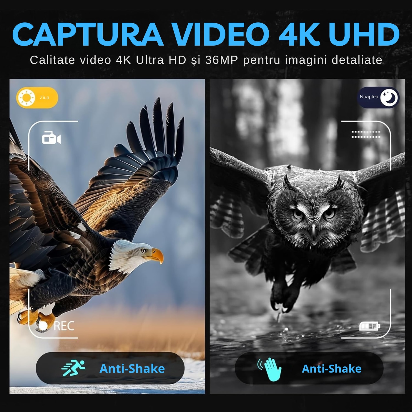 Binoclu KLASTEP cu vedere nocturna digitala 4K, zoom 8X, ecran HD 4.55 ...