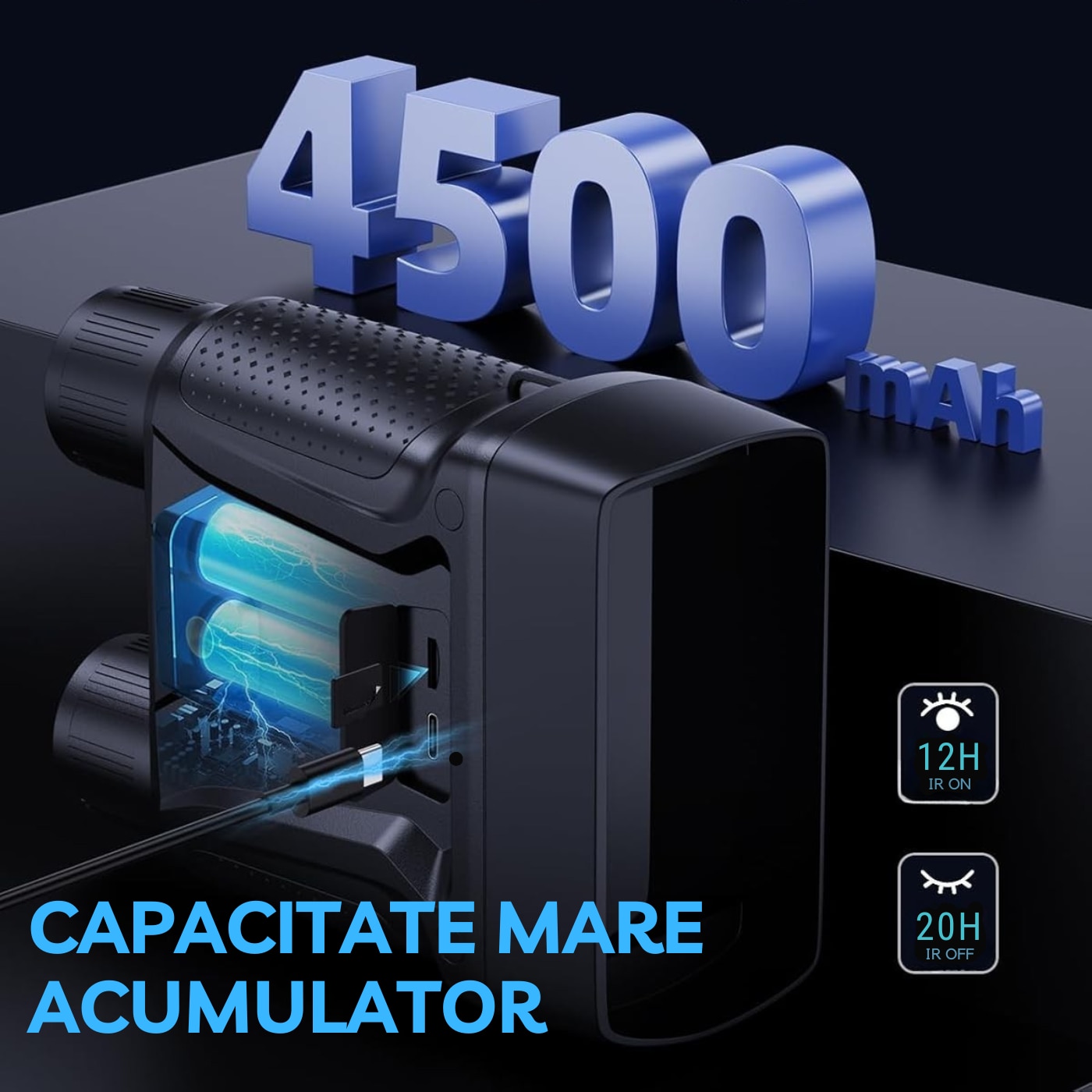 Binoclu KLASTEP cu vedere nocturna digitala 4K, zoom 8X, ecran HD 4.55 ...