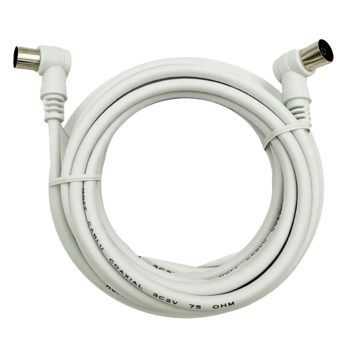 Cablu coaxial conectare TV, 3 metri, conectori 90° Tata-Mama, pentru ...